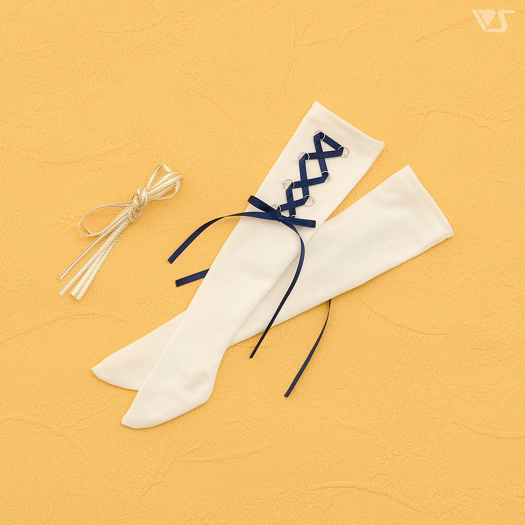 SDM Lace-up Socks / Mini (White / Navy & Gold Ribbon) — VOLKS USA, INC.